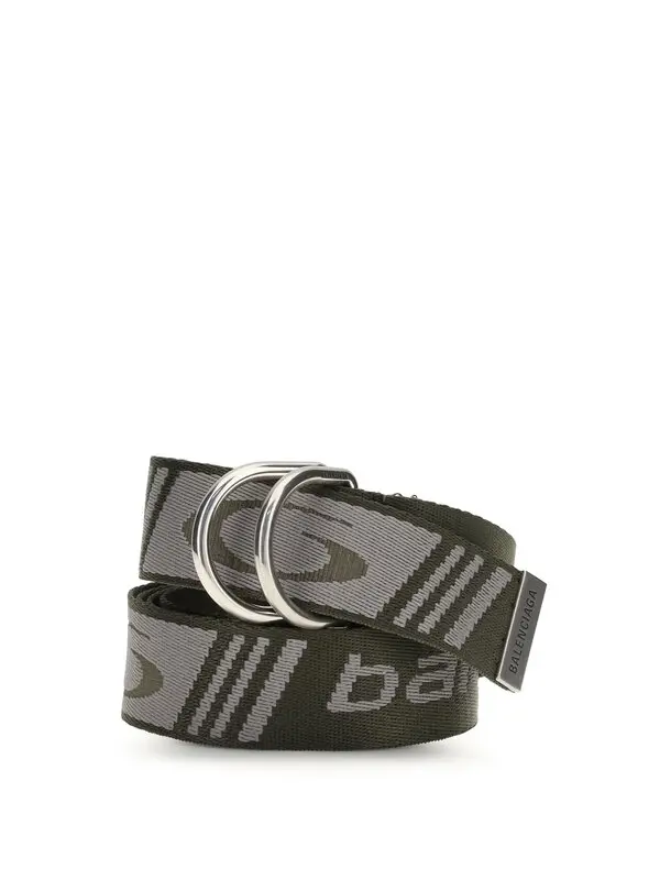 Balenciaga D Ring Belt In Jacquard Canvas - Green