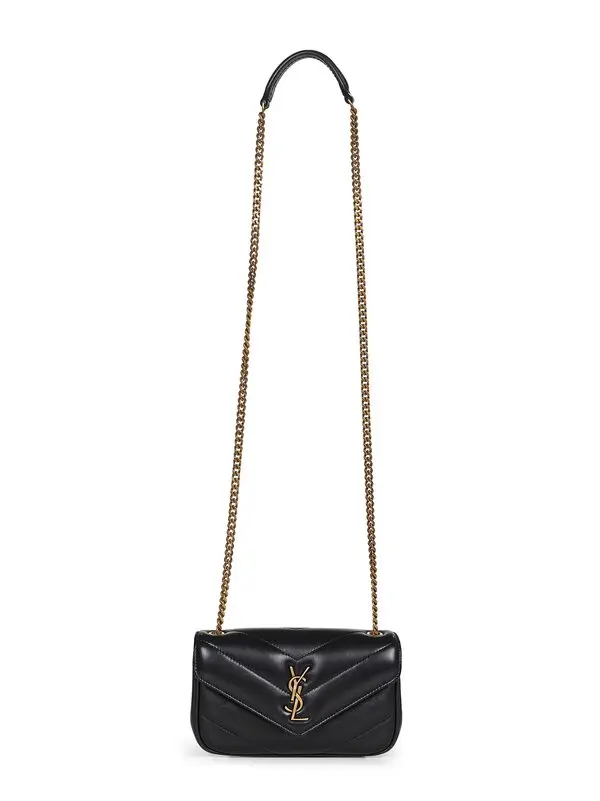 Saint Laurent Black Quilted Lambskin Loulou Mini Crossbody Bag - Multicolor