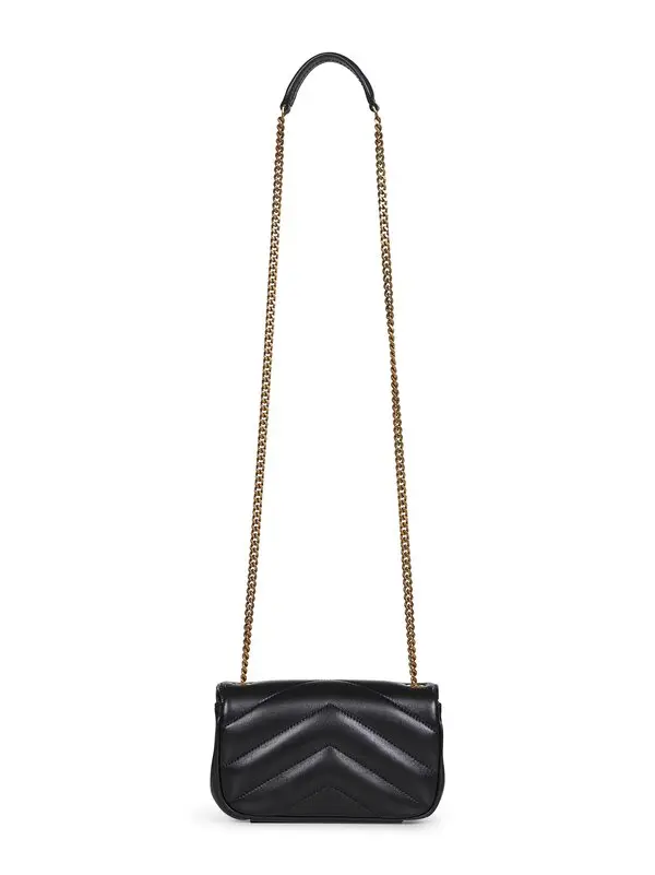 Saint Laurent Black Quilted Lambskin Loulou Mini Crossbody Bag - Multicolor