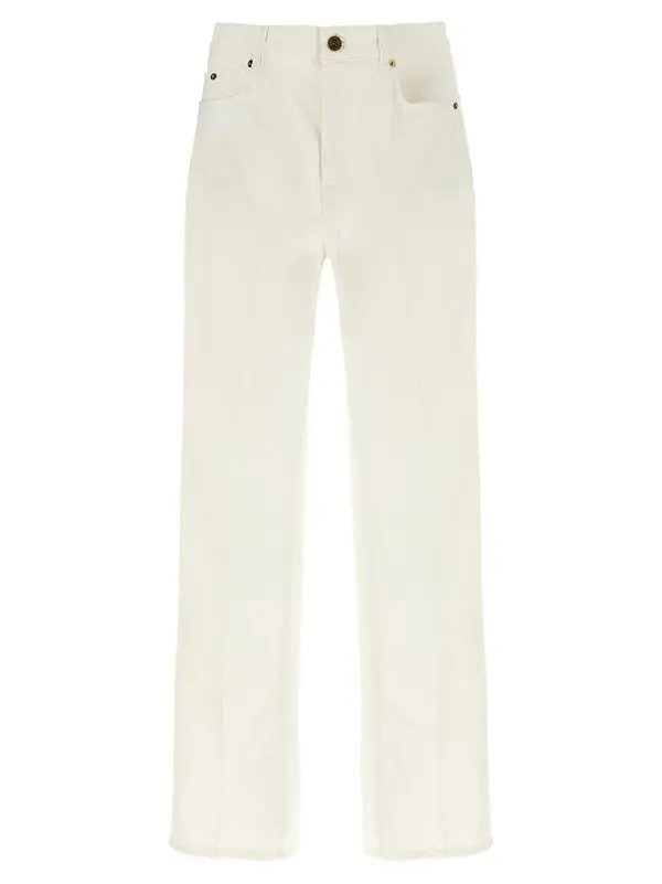 Balmain High-waist Straight Leg Jeans With Monogram Embroidery - White