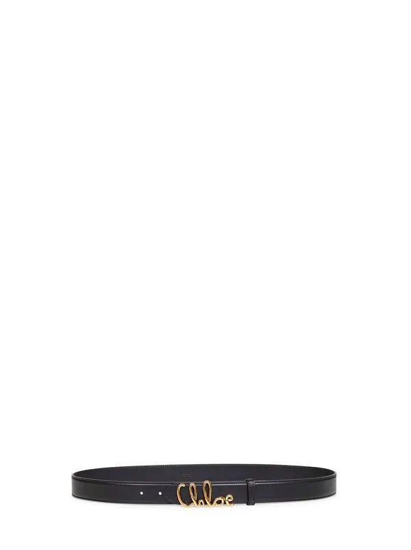 Chloé Iconic Leather Belt With Script Logo Buckle - Multicolor