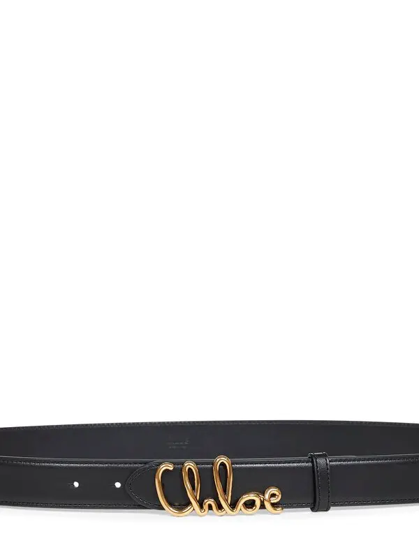 Chloé Iconic Leather Belt With Script Logo Buckle - Multicolor