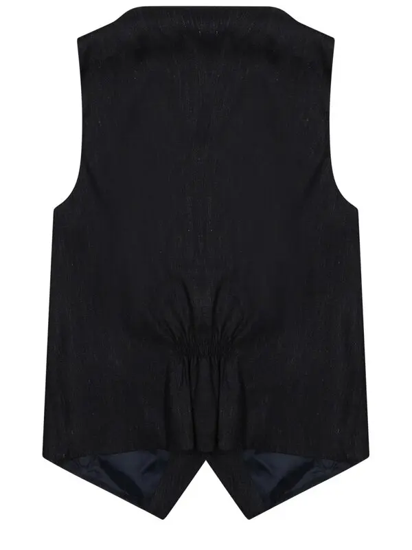 Tagliatore Gilet In Linen With Buttons - Blue