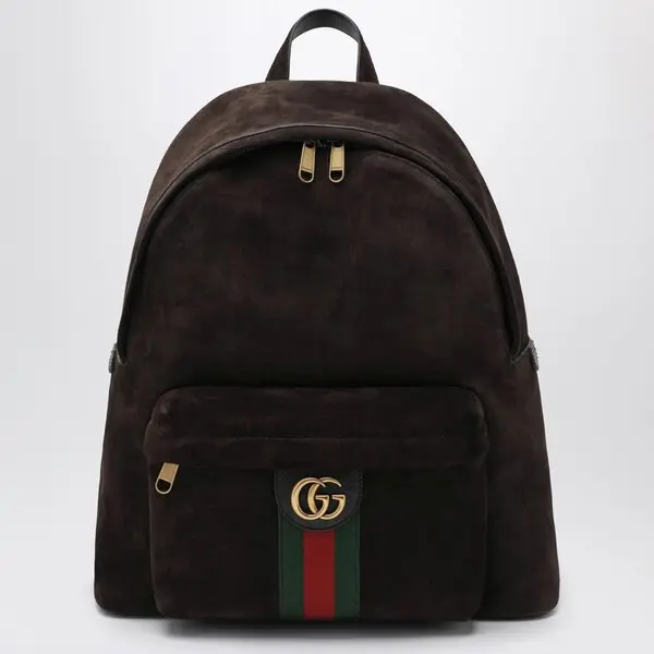 Gucci Medium Ophidia Backpack In Suede - Brown