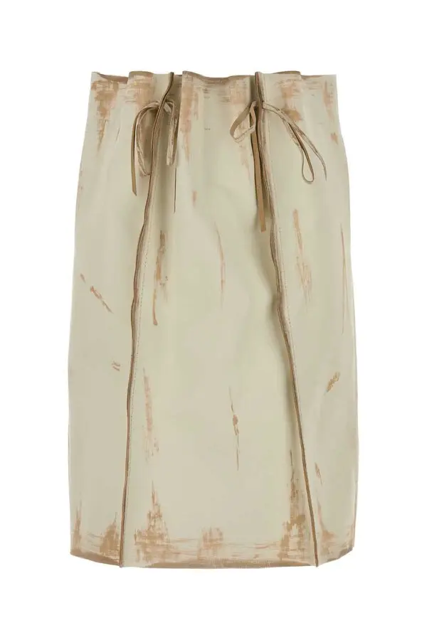 Prada Sand Leather Skirt - Brown