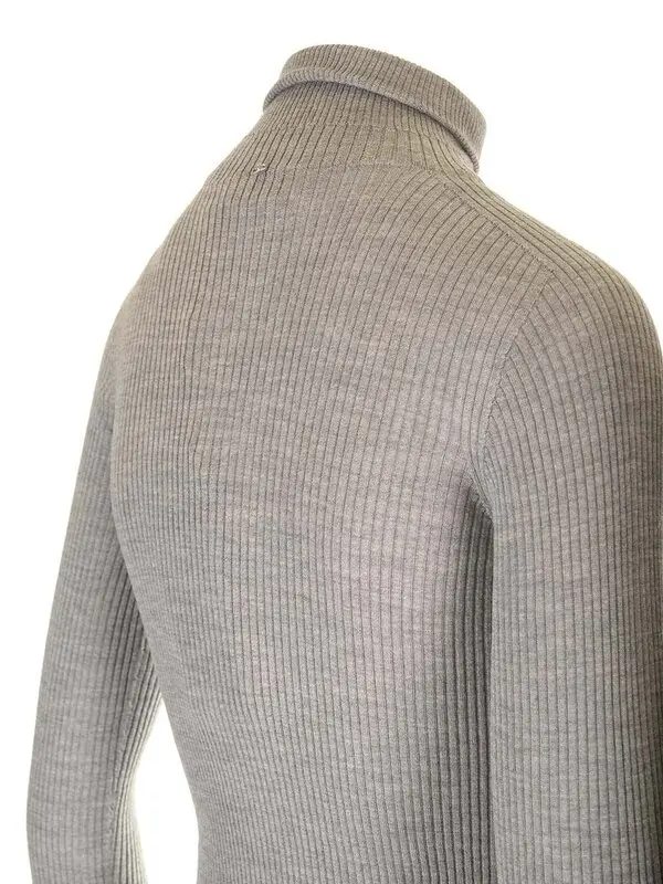 Sportmax Flavia Ribbed Knit Wool Turtleneck - Gray