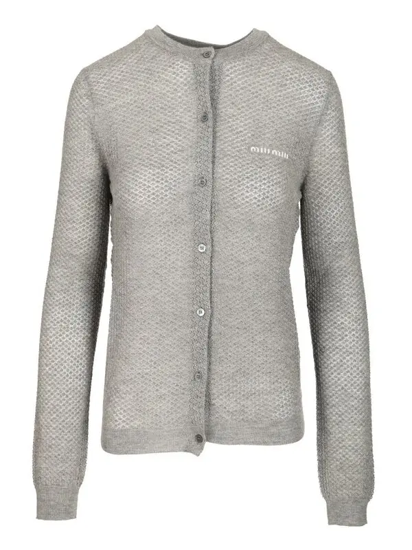 Miu Miu Cashmere Cardigan With Embroidered Logo