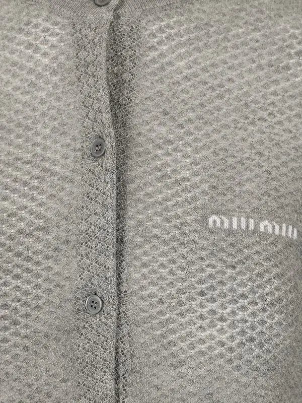 Miu Miu Cashmere Cardigan With Embroidered Logo