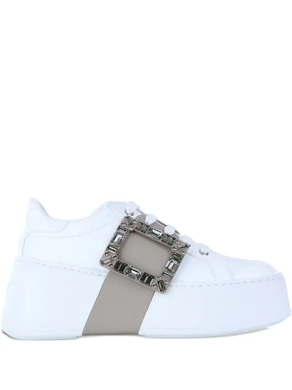 ROGER VIVIER Viv Skate High Strass Leather Sneakers - Multicolor