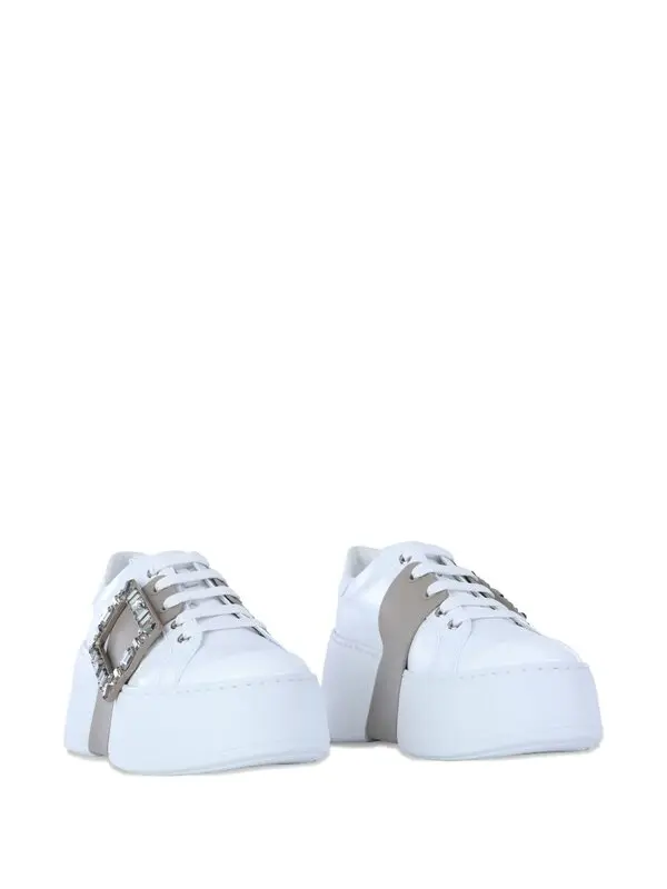 ROGER VIVIER Viv Skate High Strass Leather Sneakers - Multicolor