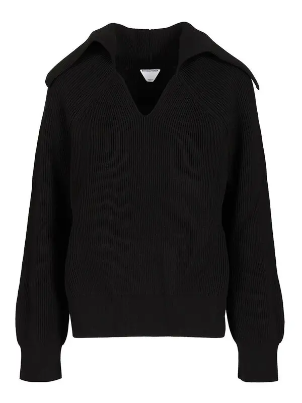 Bottega Veneta English Ribbed Cotton Polo Sweater