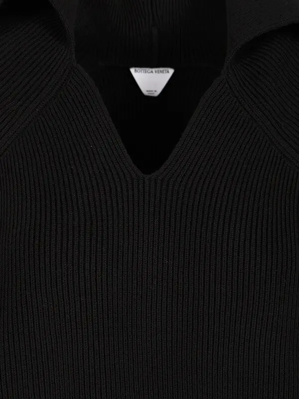 Bottega Veneta English Ribbed Cotton Polo Sweater
