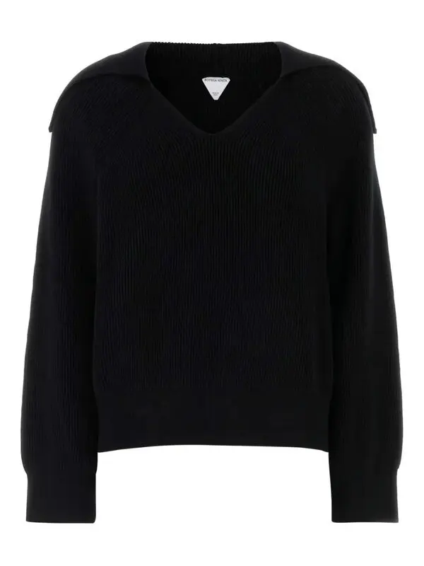 Bottega Veneta English Ribbed Cotton Polo Sweater