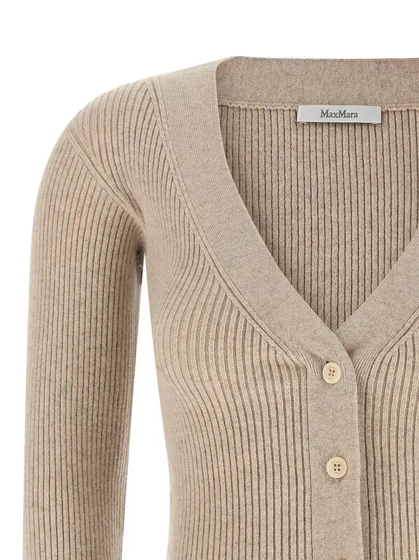 Max Mara Ribbed Wool And Cashmere V-neck Sweater - Cream