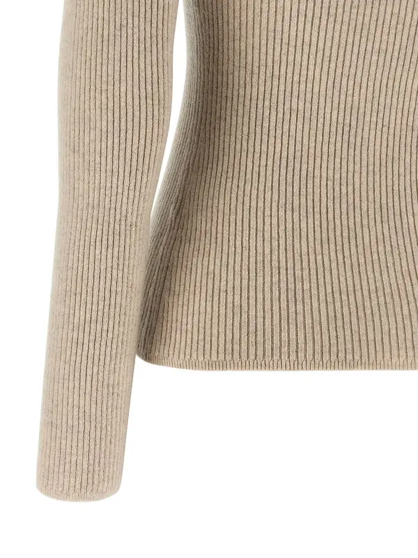 Max Mara Ribbed Wool And Cashmere V-neck Sweater - Cream
