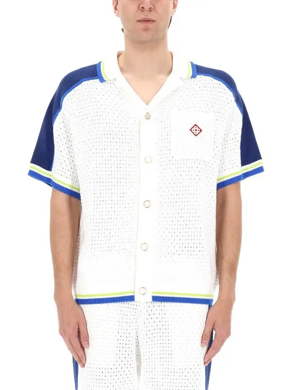 Casablanca Camicia In Crochet Con Logo - Multicolor