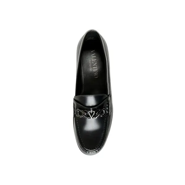 Valentino Garavani Leather Loafers With Signature V Logo Plaque