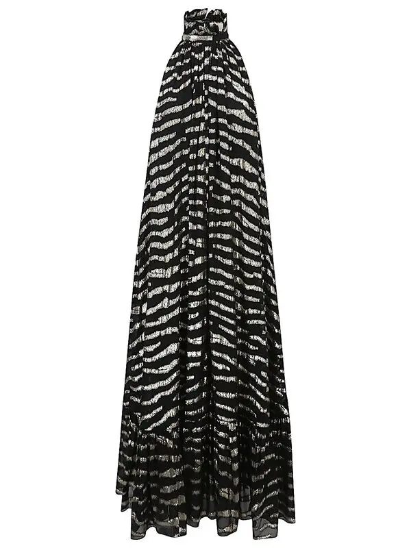 Celine Printed Silk Long Dress