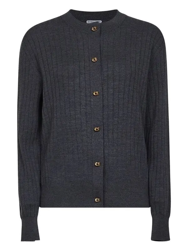 Bottega Veneta Ribbed Wool Cardigan With Knot Buttons