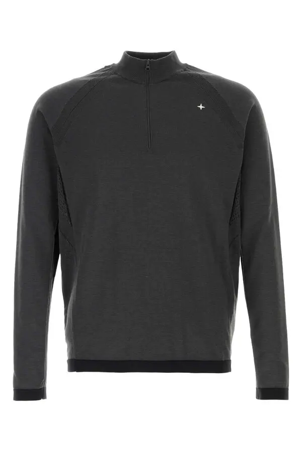 Stone Island Charcoal Wool Blend Sweater - Gray
