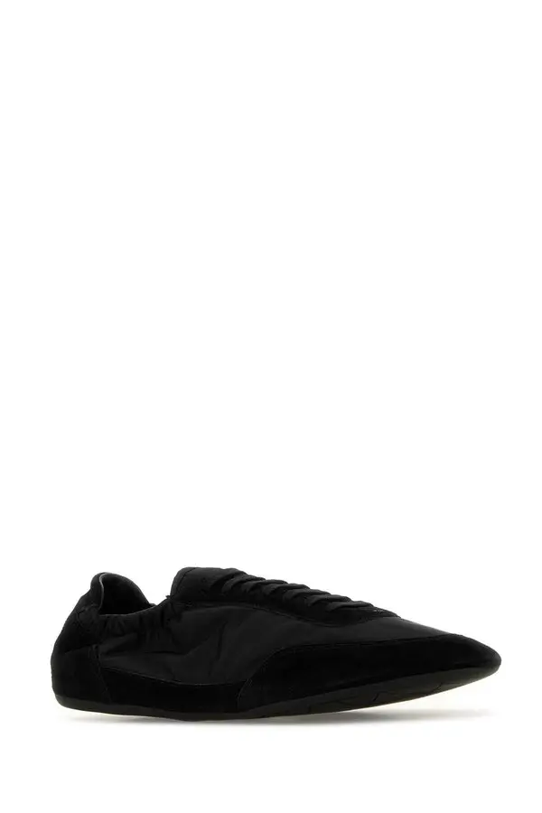 Prada Nylon And Suede Sneakers - Black