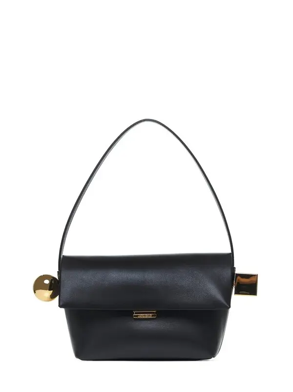 Jacquemus Il Rond Carre Leather Clutch With Gold-plated Charms