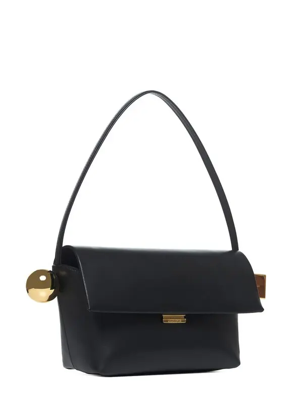 Jacquemus Il Rond Carre Leather Clutch With Gold-plated Charms