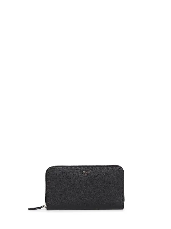 Fendi Black Selleria Zip-around Wallet - Multicolor