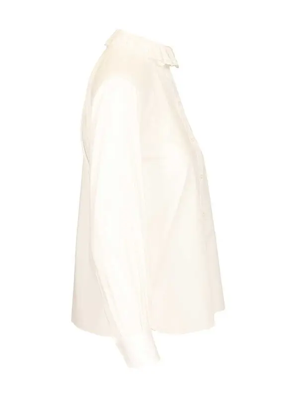Saint Laurent Cotton Poplin Shirt With Lace Pierrot Collar