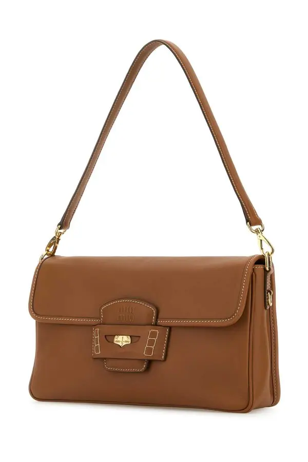 Miu Miu Leather Penny Shoulder Bag - Brown