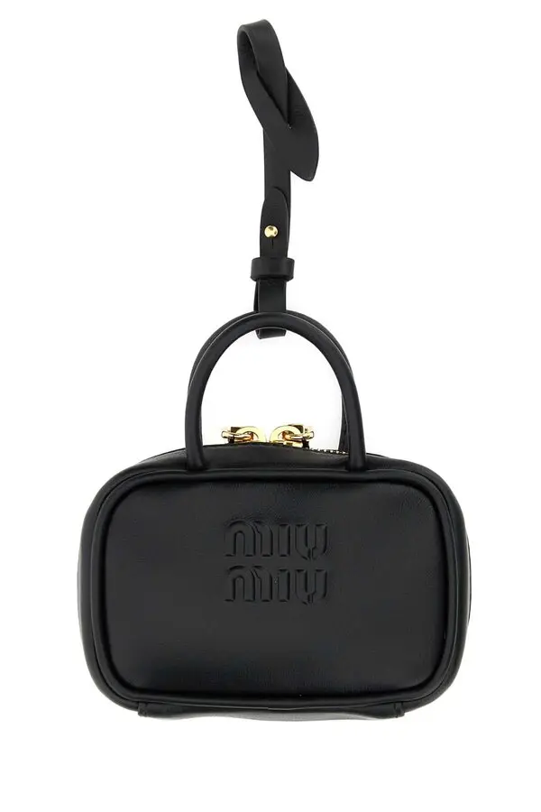 Miu Miu Leather Beau Keyring Necessaire - Black