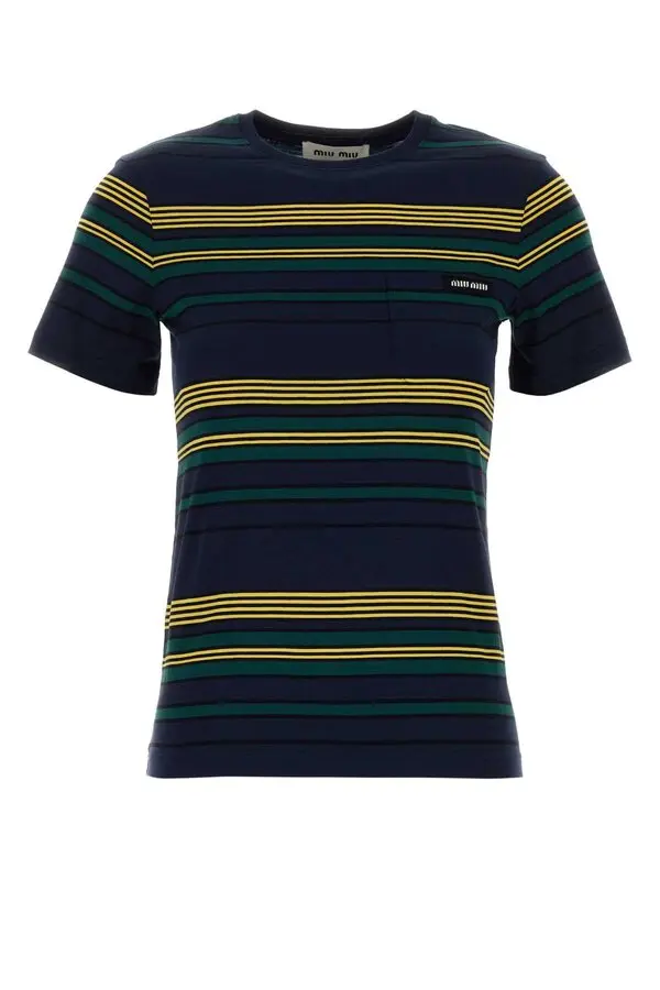 Miu Miu Embroidered Cotton T-shirt - Gray