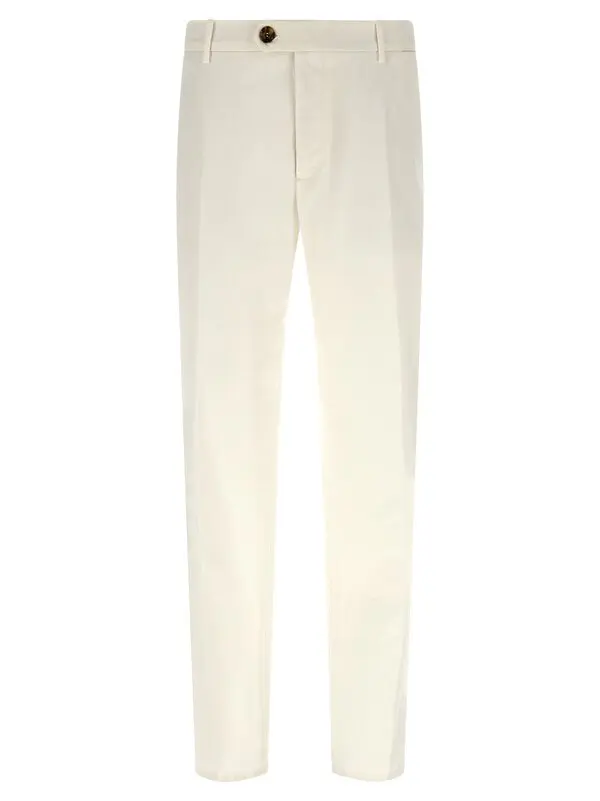 Brunello Cucinelli American Pima Cotton Garment-dyed Gabardine Trousers - White