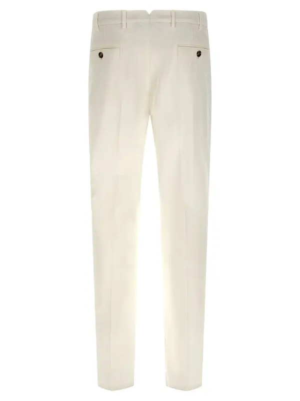 Brunello Cucinelli American Pima Cotton Garment-dyed Gabardine Trousers - White