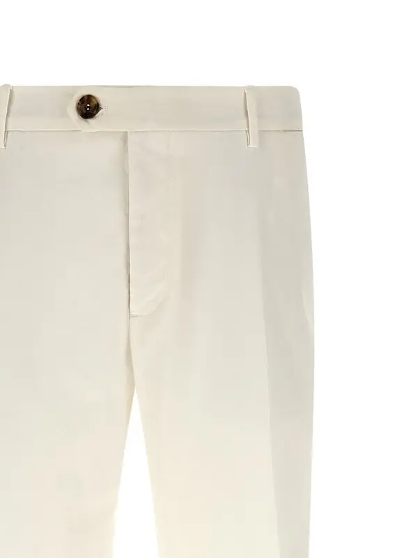 Brunello Cucinelli American Pima Cotton Garment-dyed Gabardine Trousers - White