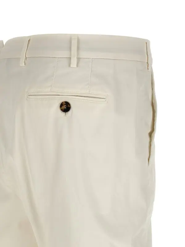 Brunello Cucinelli American Pima Cotton Garment-dyed Gabardine Trousers - White