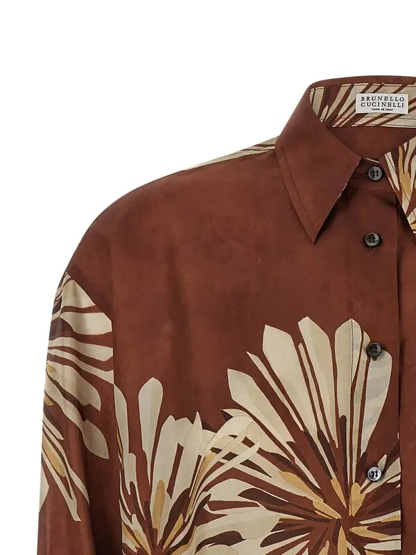 Brunello Cucinelli Floral Print Silk Shirt