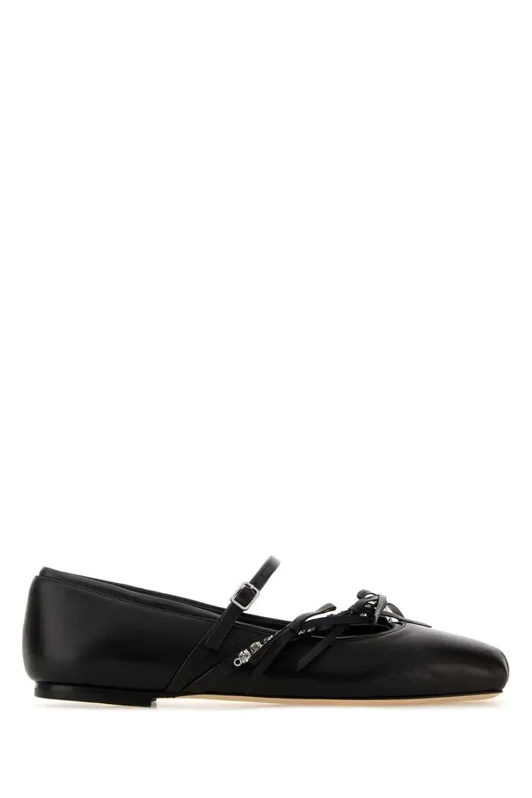 JIMMY CHOO Black Nappa Leather Ballerina Flats - Multicolor
