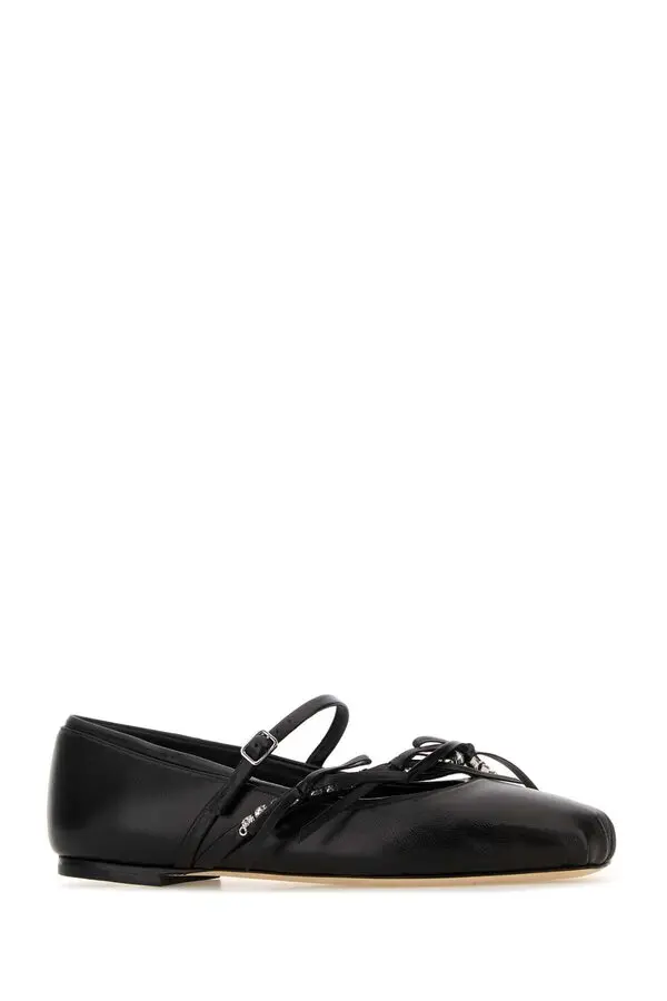JIMMY CHOO Black Nappa Leather Ballerina Flats - Multicolor