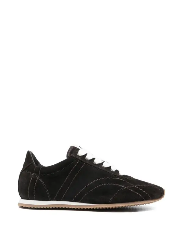 TOTEME Suede Sneakers With Brown Stitching Detail - Multicolor
