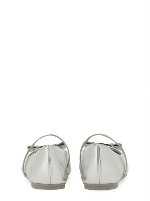 FERRAGAMO Bow Detail Ballet Flats - Silver