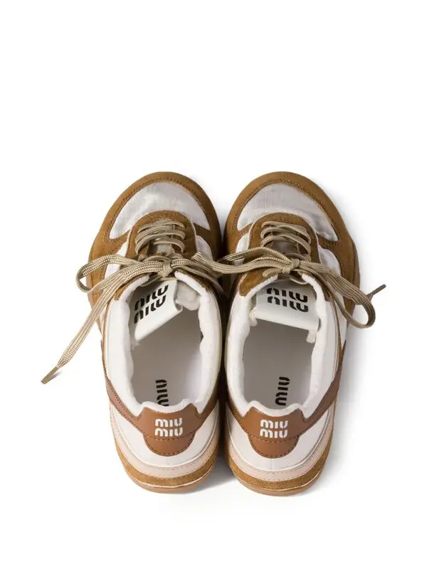 Miu Miu Suede And Canvas Low Top Sneakers - Multicolor