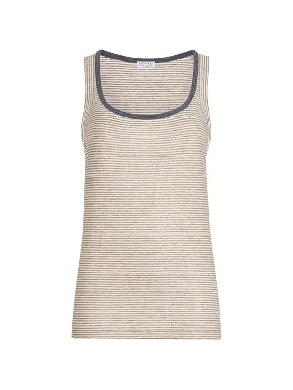 Brunello Cucinelli Striped Linen Tank Top - Multicolor