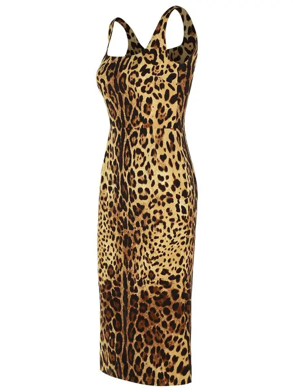 Dolce & Gabbana Leopard-print Silk Dress - Brown