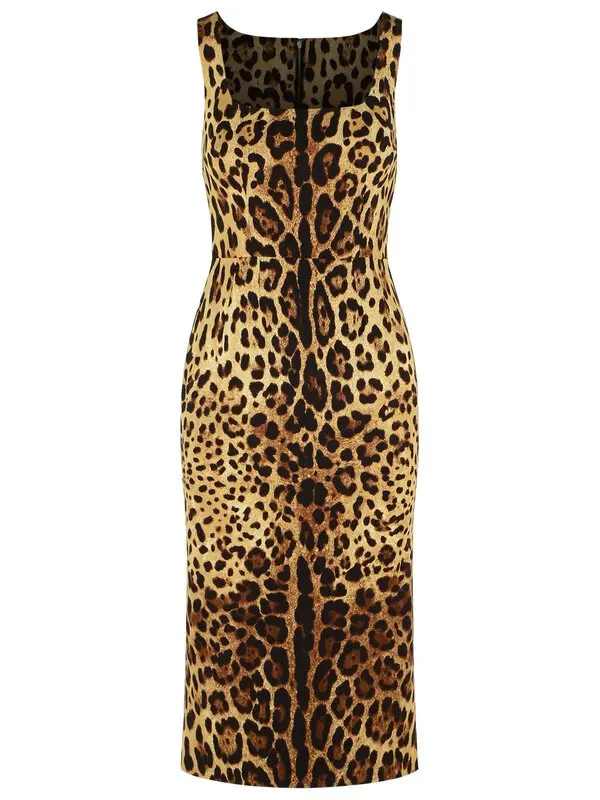 Dolce & Gabbana Leopard-print Silk Dress - Brown