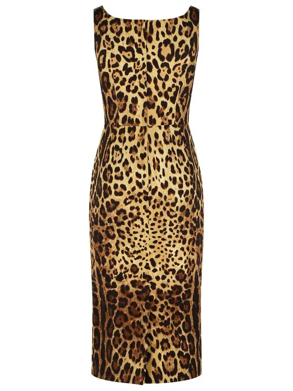 Dolce & Gabbana Leopard-print Silk Dress - Brown