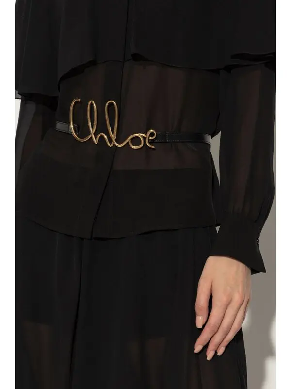 Chloé Iconic Logo Buckle Leather Belt - Multicolor
