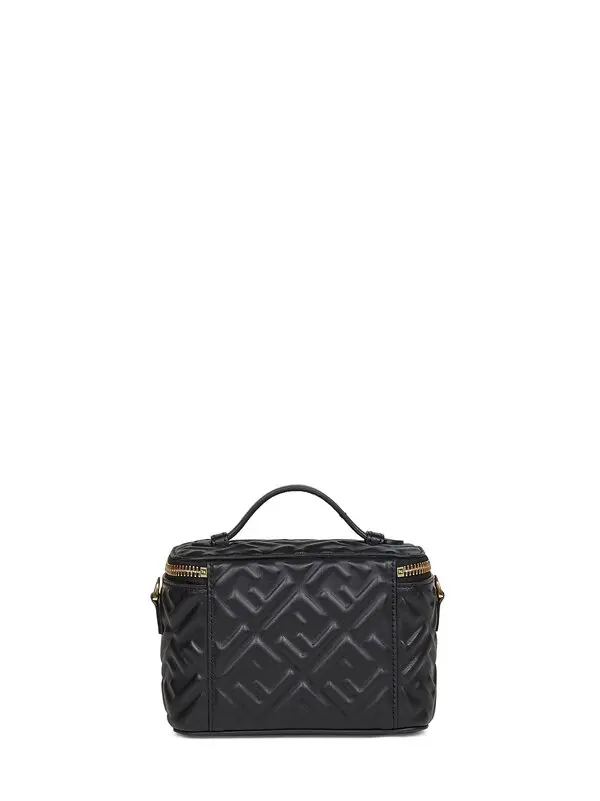 Fendi Black Nappa Leather Vanity Mini Bag With Embossed Ff Motif - Multicolor
