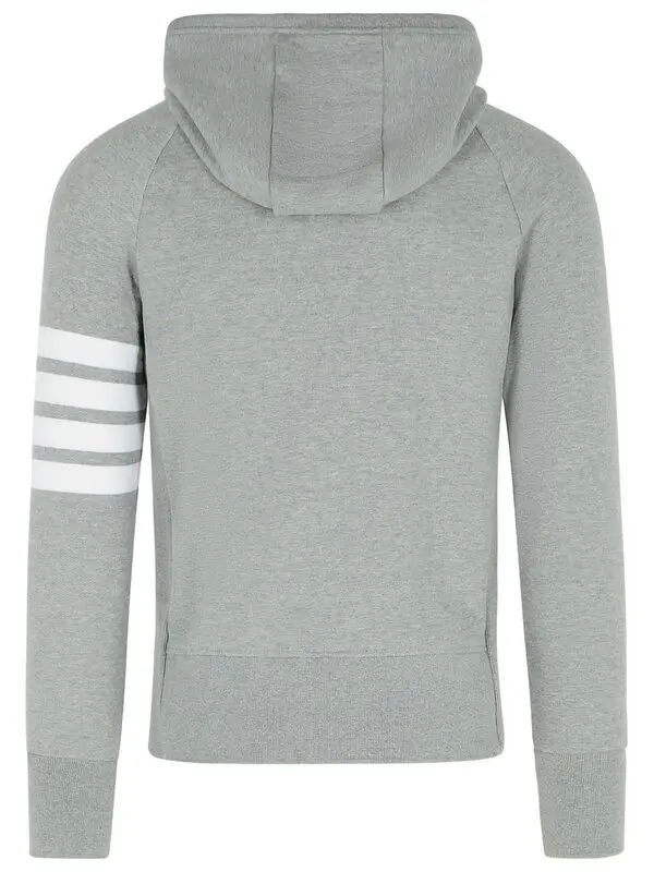 Thom Browne Cotton Zip-up Hoodie With Signature 4-bar Stripe - Gray