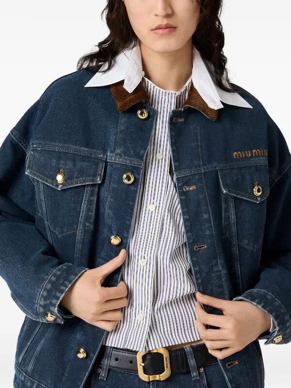 Miu Miu Denim Jacket With Embroidered Logo